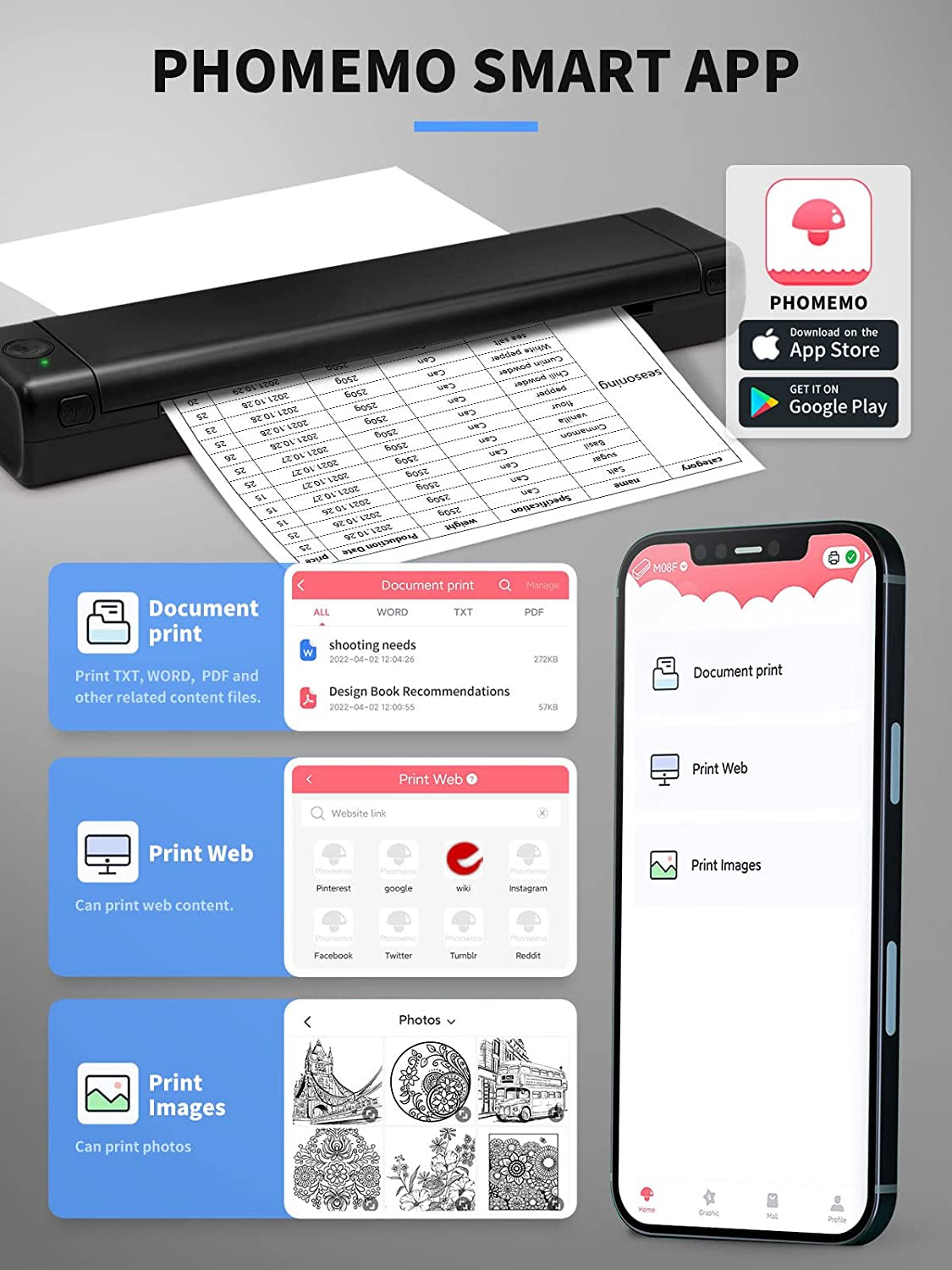 Portable Wireless Printer - Phomemo M08F – TrendestLB